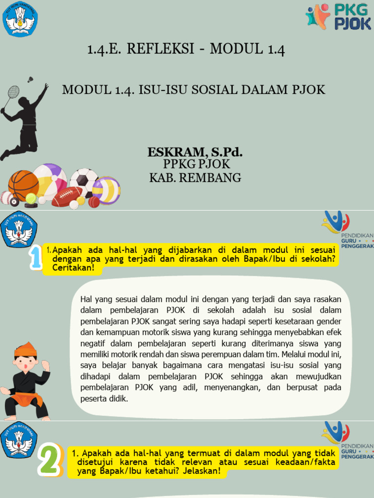 PKG PJOK Modul 1.4 Refleksi | PDF