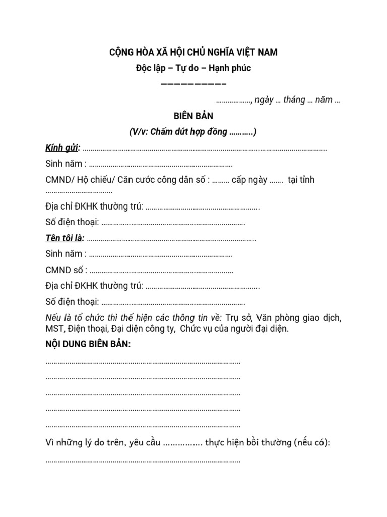 Mau Bien Ban Cham Dut Hop Dong Kinh Te | PDF