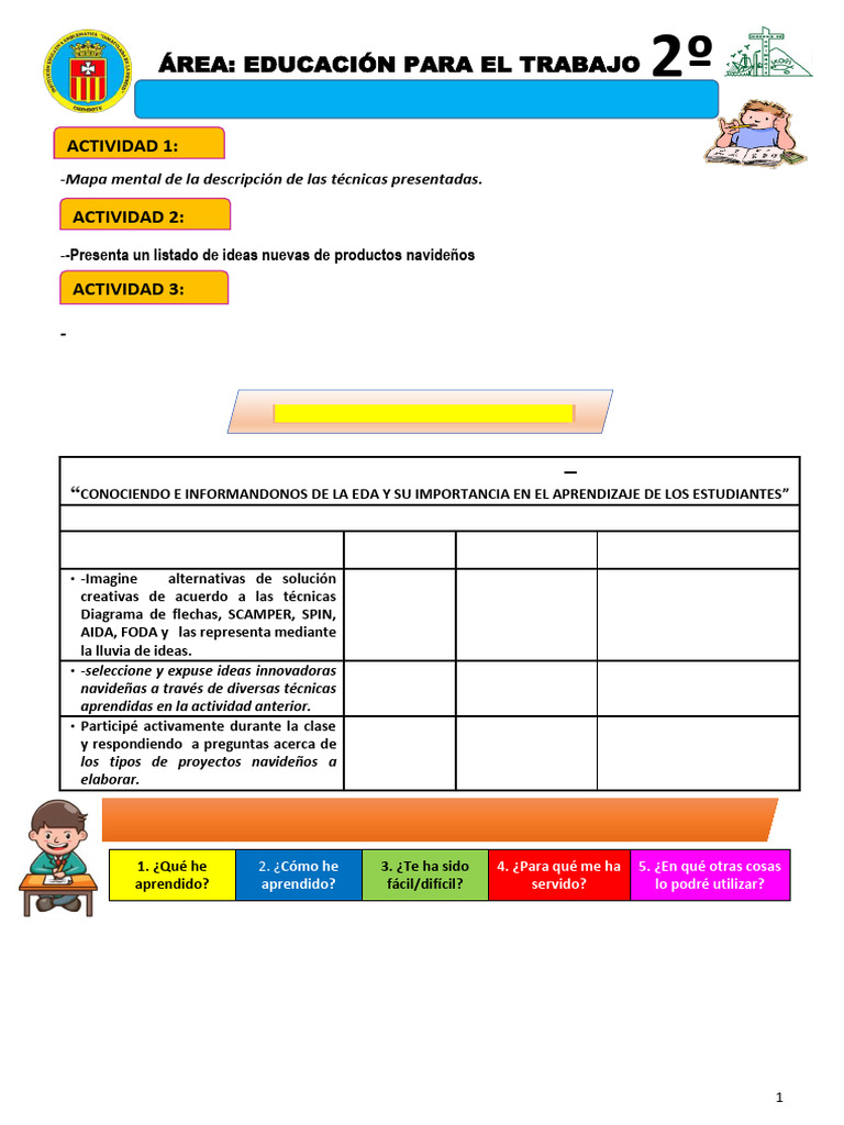 Ept 2° - Semana 33 - Aa2 - Ficha de Trabajo 2 | PDF | Crecimiento personal y profesional | Arte