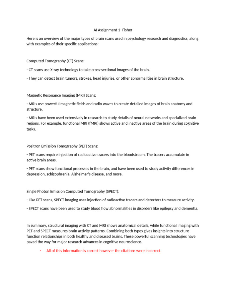 AI Assignment 1- Fisher | PDF | Positron Emission Tomography | Medical Imaging