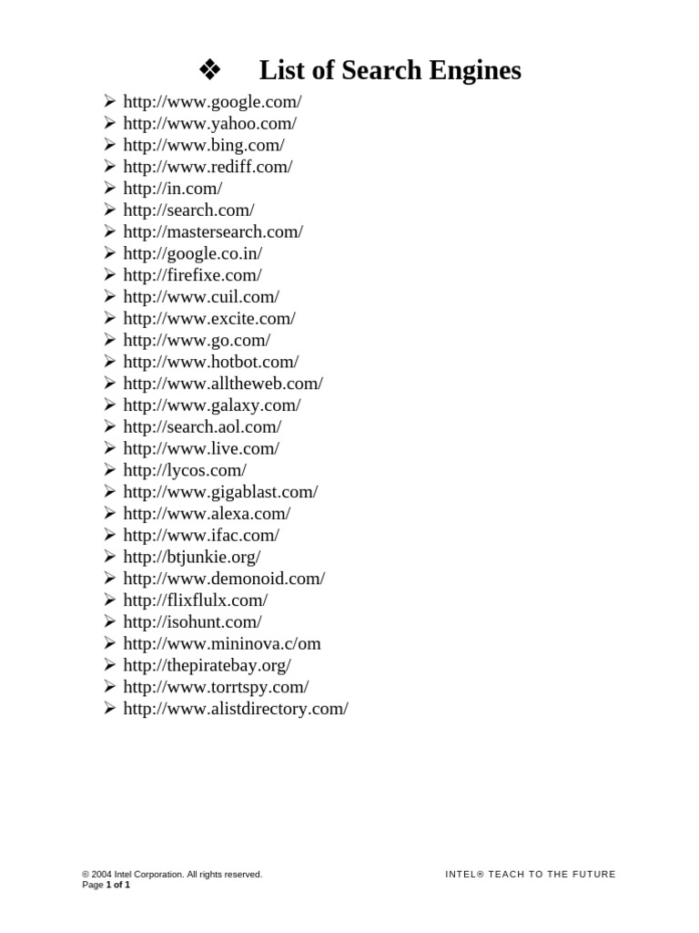 List of Search Engines | PDF | Computers