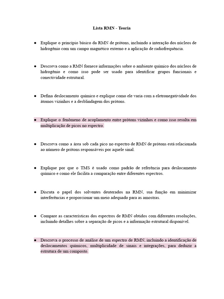 Princípios da RMN de Prótons e Análise | PDF | Espectroscopia de ...