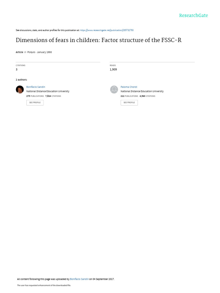 Children's Fear Dimensions | PDF