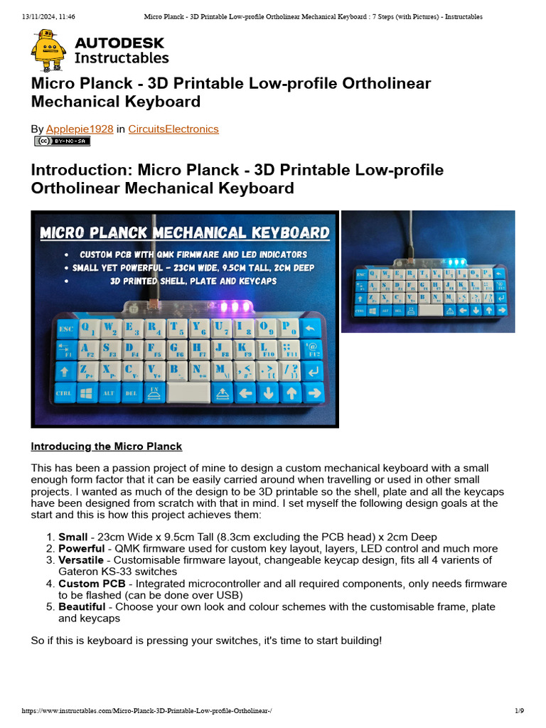 Micro Planck - 3D Printable Low-Profile Ortholinear Mechanical Keyboard - 7 Steps (With Pictures ...