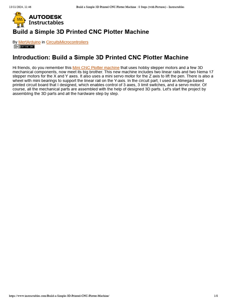 Build A Simple 3D Printed CNC Plotter Machine - 8 Steps (With Pictures) - Instructables | PDF ...