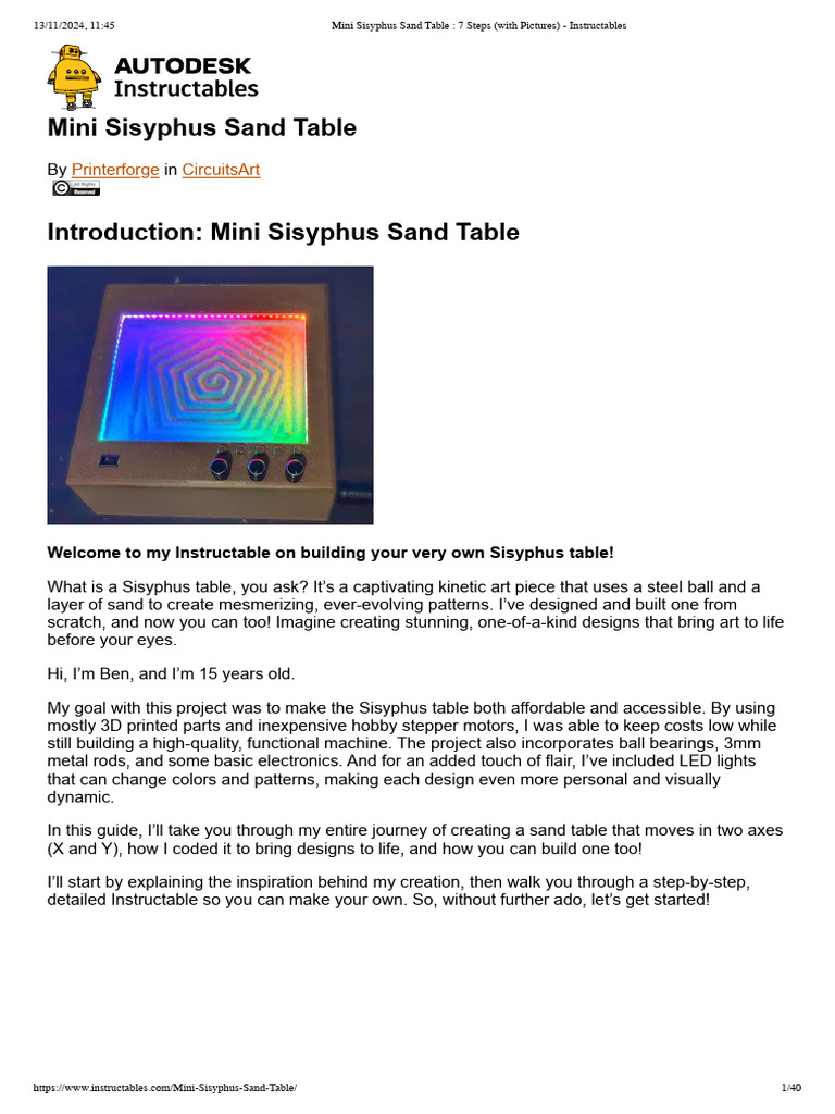 Build Your Mini Sisyphus Sand Table | PDF | Electric Motor | Switch