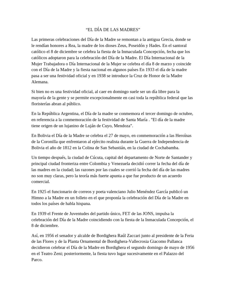 El Día de Las Madres | PDF | Religión y espiritualidad
