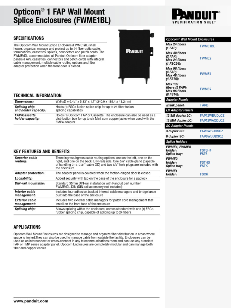 Panduit Fiber Enclosure | PDF | Optical Fiber | Electrical Engineering