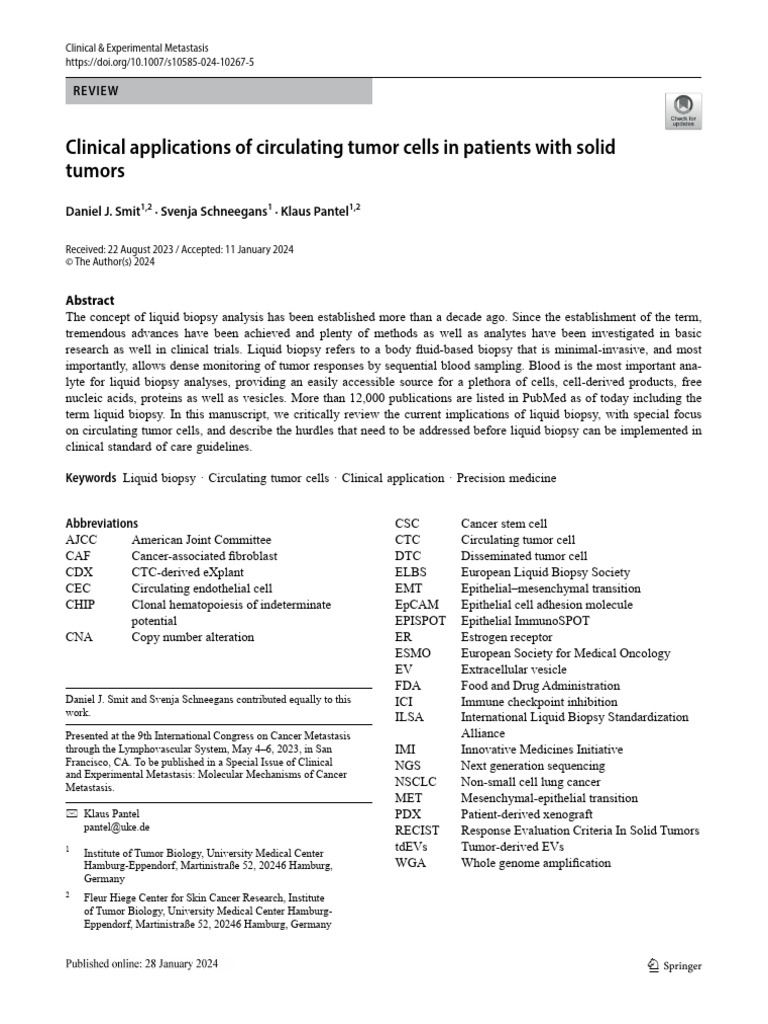 Clinical Application of CTC | PDF | Metastasis | Cancer