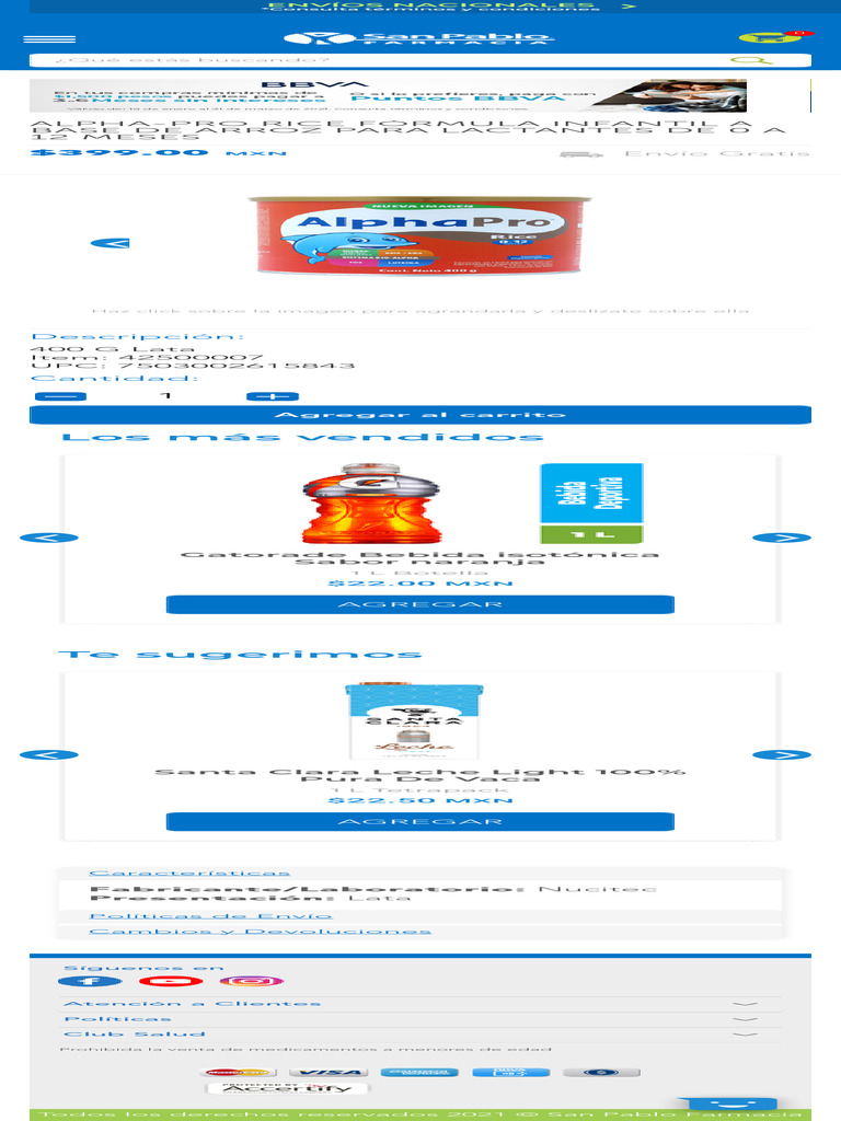 Alpha-Pro Rice Fórmula Infantil A Base de Arroz para Lactantes de 0 A ...