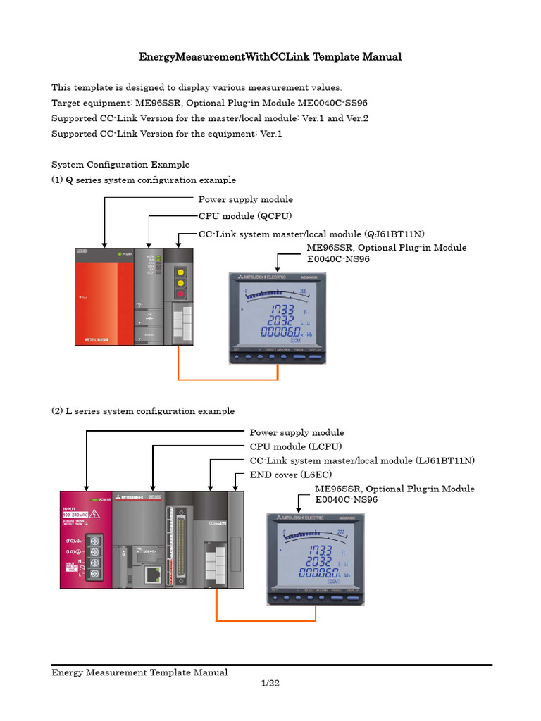 EnergyMeasurementWithCCLink Template Manual - bcnp59990049b | PDF | Input/Output | Parameter ...