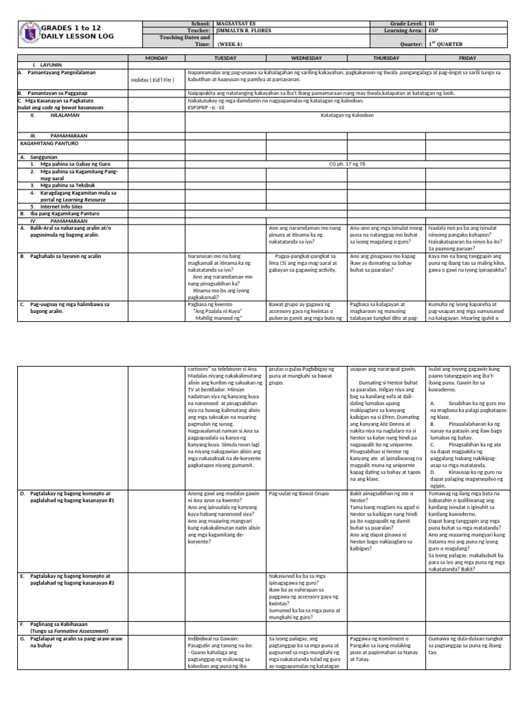 DLL - Esp 3 - Q1 - W4 | PDF
