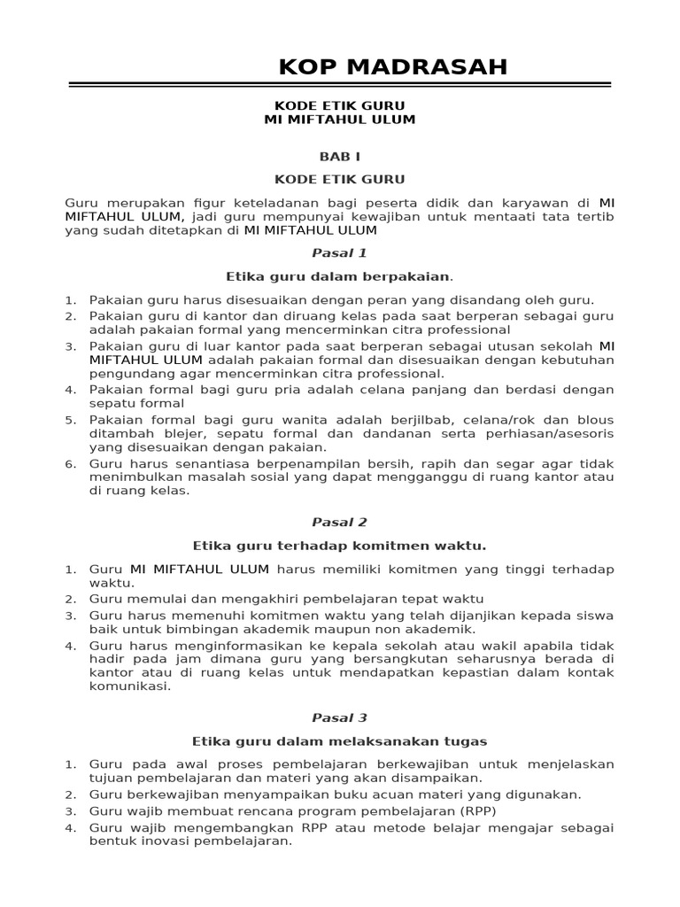 Kode Etik Guru | PDF