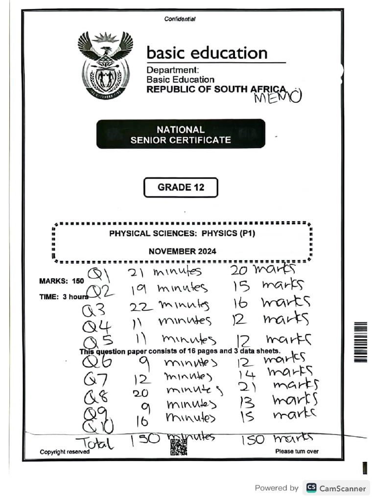 Physical Sciences P2 Chemistry 2024 Memo | PDF