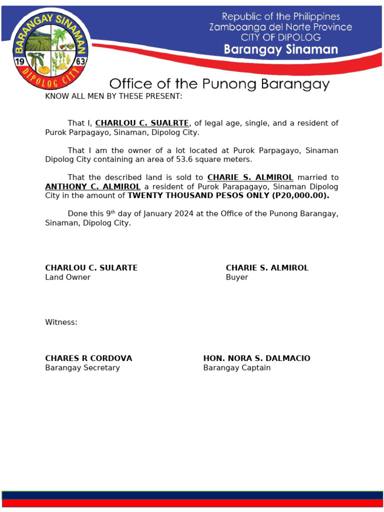 Aggreement Sularte Almirol | PDF