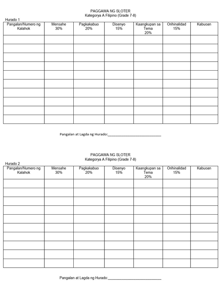 Buwan NG Wika Tabulation Forms | PDF