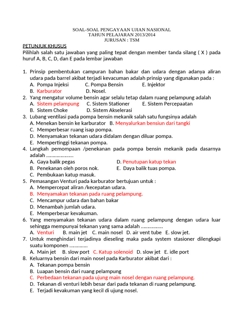 Soal Bisa TSM 1 | PDF | Teknologi & Rekayasa
