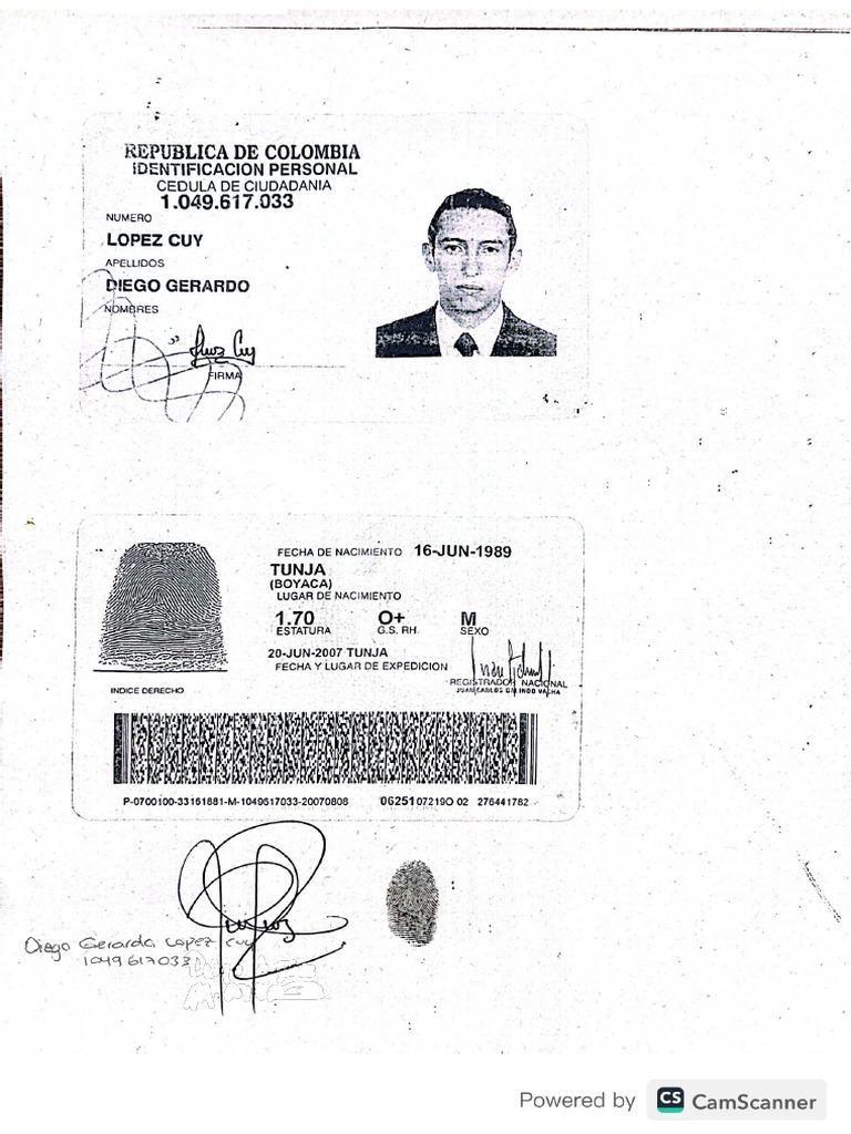 Cedula Diego Lopez1 | PDF