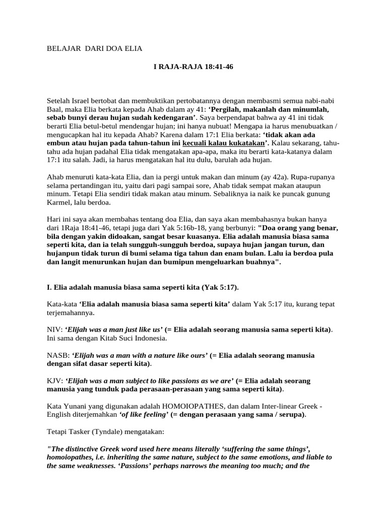 Belajar Dari Doa Elia | PDF