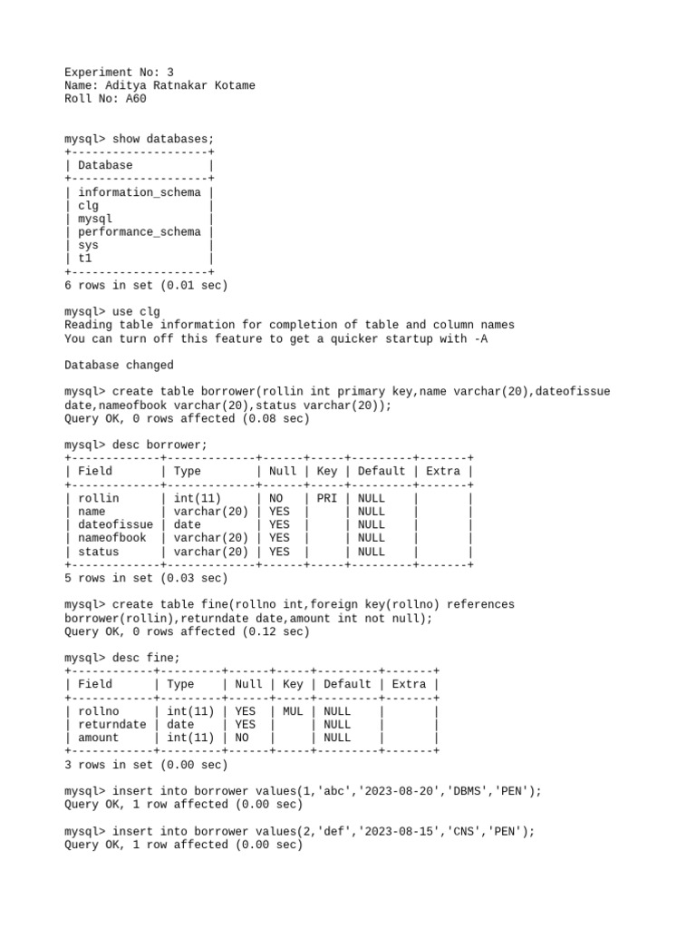 Experiment 4 | PDF | Databases | Computing