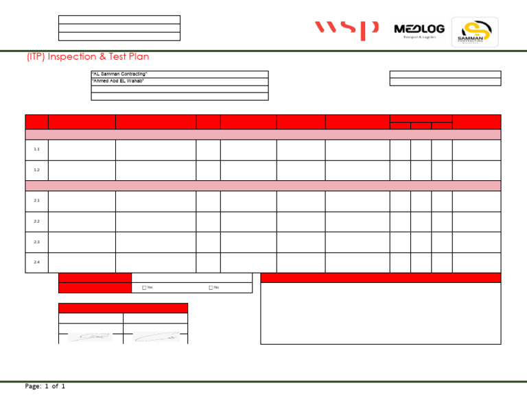 Dammam Container Depot ITP - Insp - Test - Plan - Excavation Work 0B ...