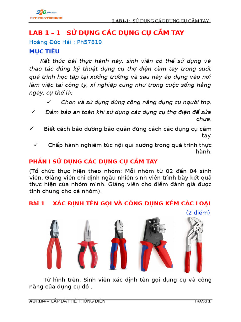 AUT104 - LAP1.1 - Hoàng Đức Hải.Ph57819 | PDF