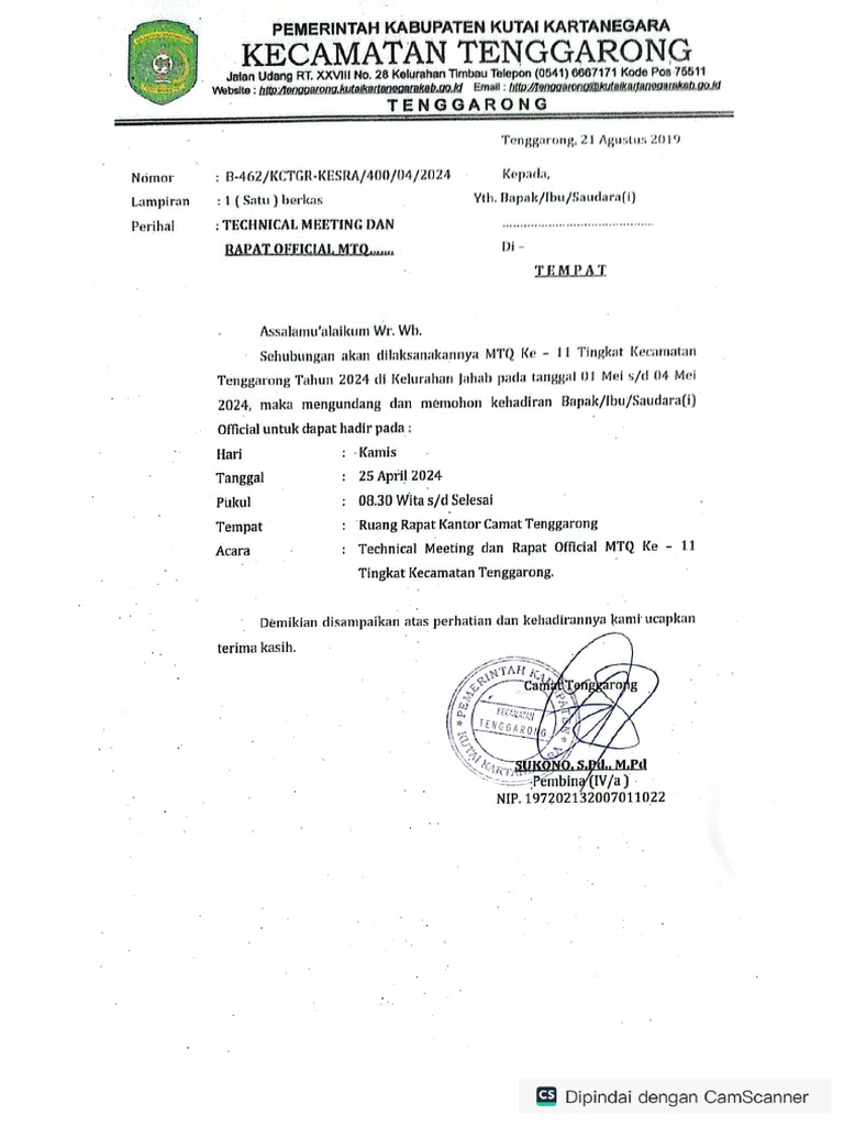 Undangan Technical Meeting MTQ | PDF