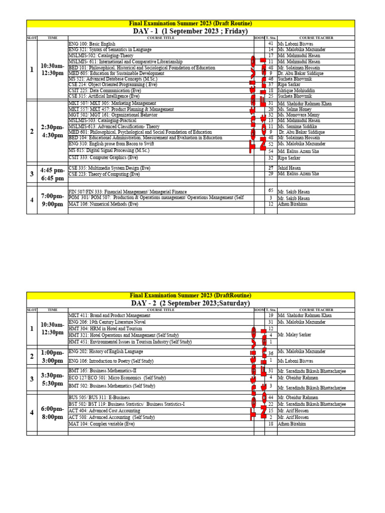 Final Exam Summer 2023 Draft Routine | PDF