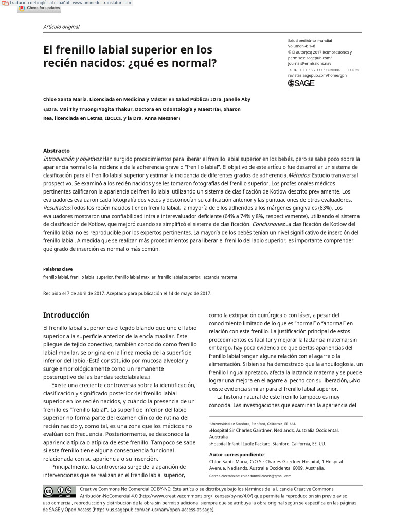Clasificación del Frenillo Labial en Bebés | PDF | Licencia Creative ...