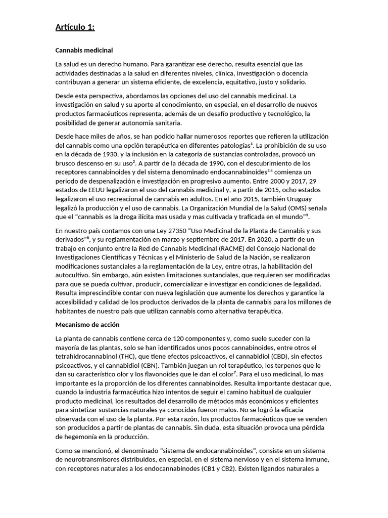 Artículo 1 | PDF | Cannabis (Droga) | Farmacología