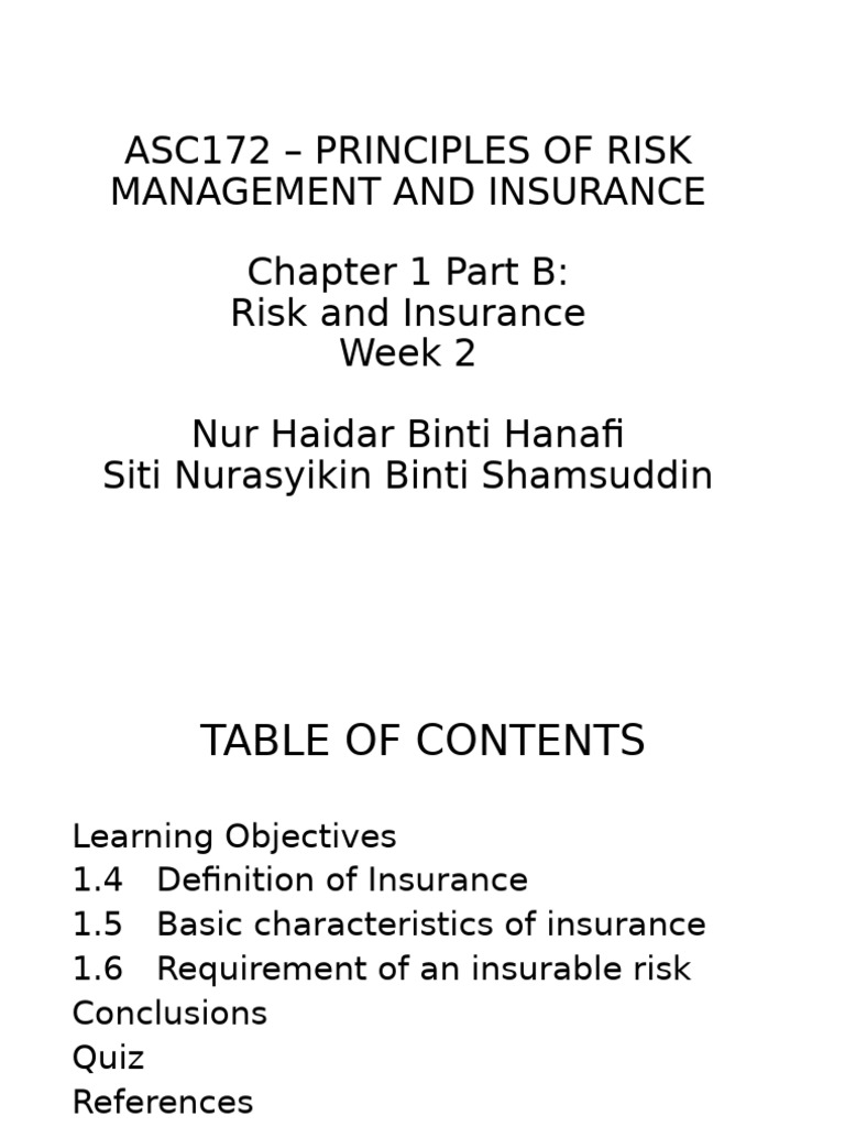 Chapter 1 Risk and Insurance - Part B | PDF | Insurance | Life Insurance