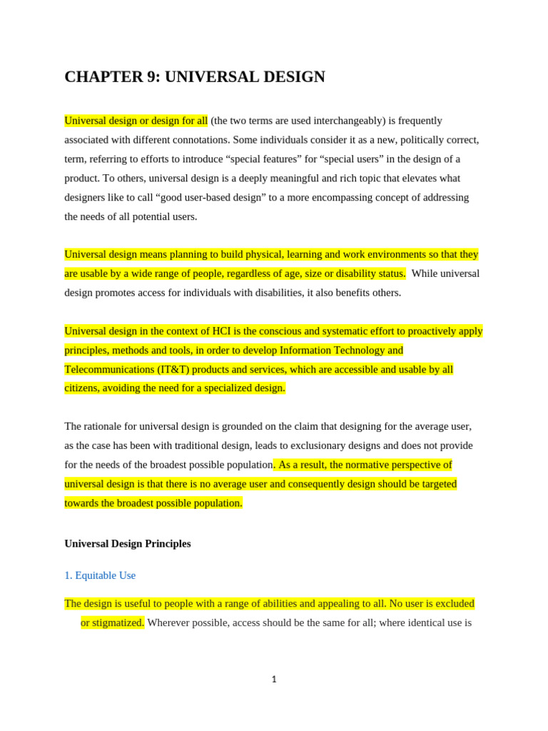 Principles of Universal Design in HCI | PDF | Information | Design