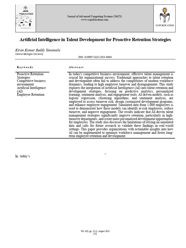 AI in Talent Development For Proactive Retention Strategies | PDF ...