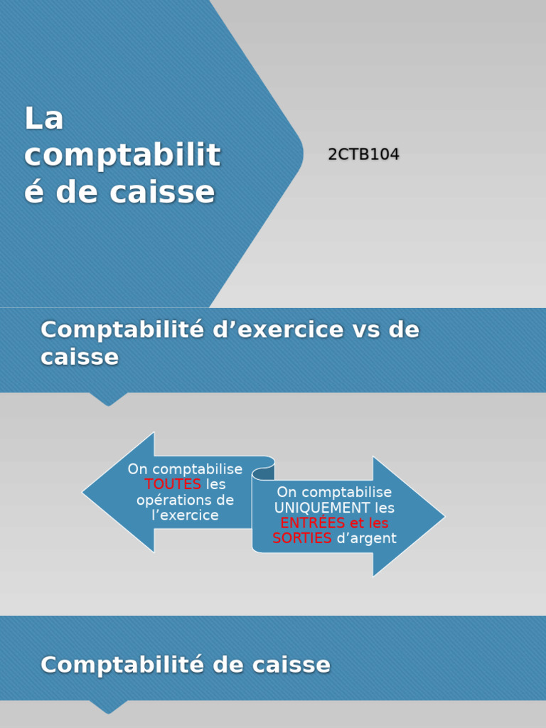 Cours #9 - La Comptabilité de Caisse - Étu | PDF
