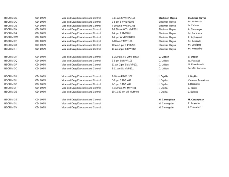 Final Examination Schedule Pdf