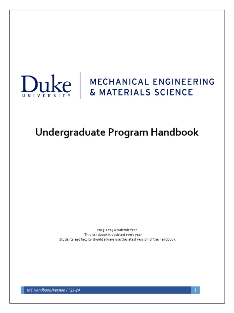 ME Handbook-Version 2023-24 | PDF | Engineering | Mechanical Engineering