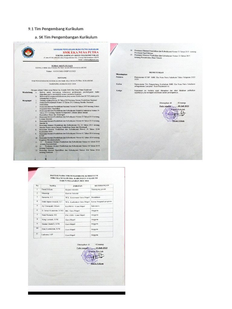 CONTOH SK Tim Pengembang Kurikulum | PDF | Seni
