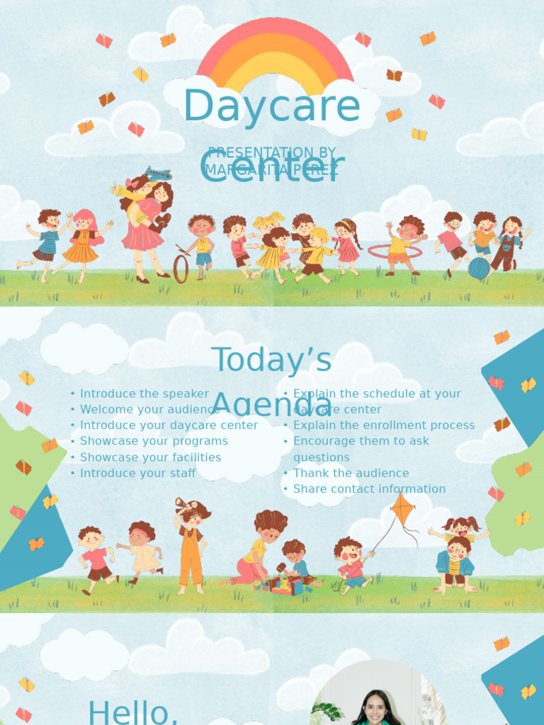 Blue Green Colorful Daycare Center Presentation | PDF | Child Care
