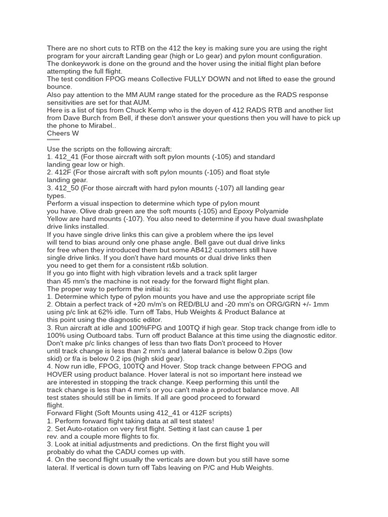 Bell 412 Main Rotor Notes | PDF | Helicopter Rotor | Aviation