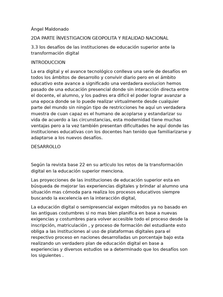 Los Retos de La Educ Sup 2da Parte Geo | PDF | Evolución