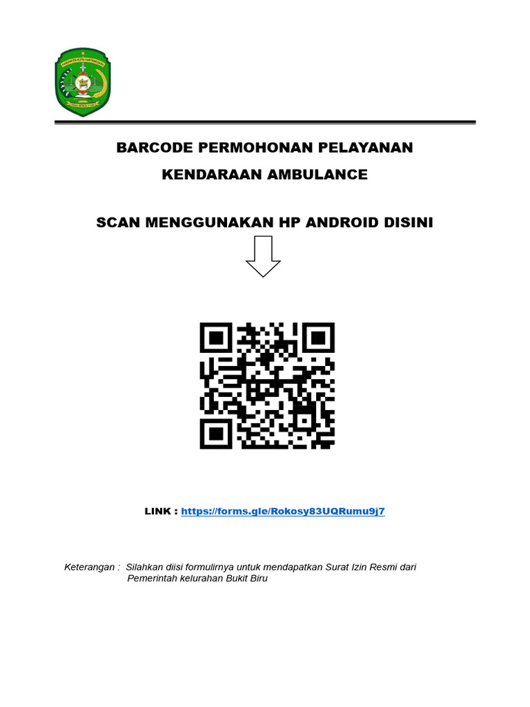 BARCODE Form - Permohonan Penggunaan Mobil Ambulance | PDF