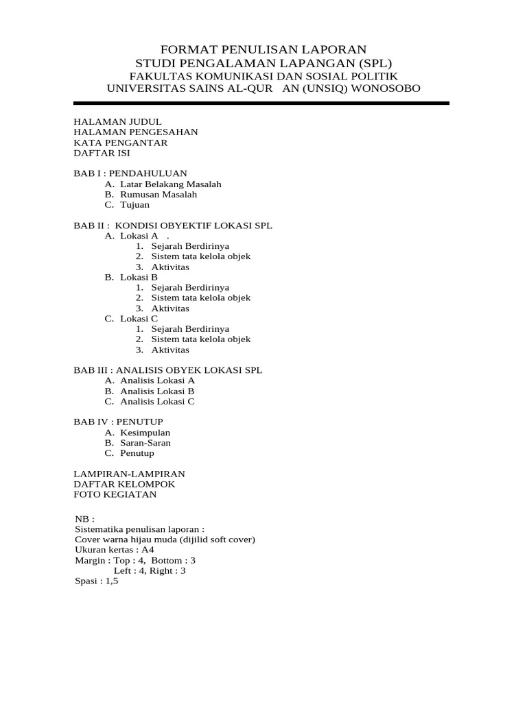 Format Laporan SPL | PDF | Sejarah
