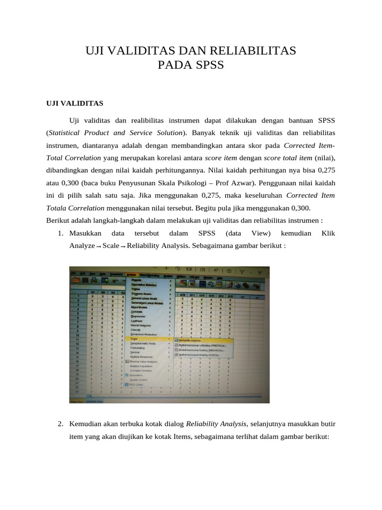Uji Validitas Dan Reliabilitas | PDF