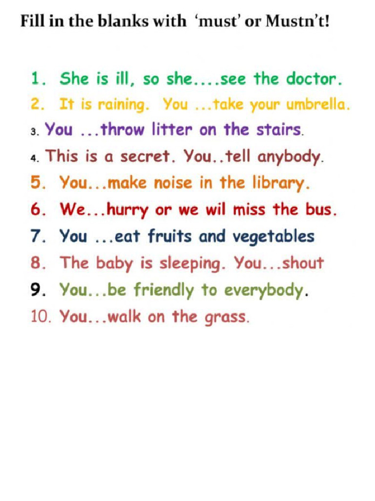 Must Mustn't | PDF