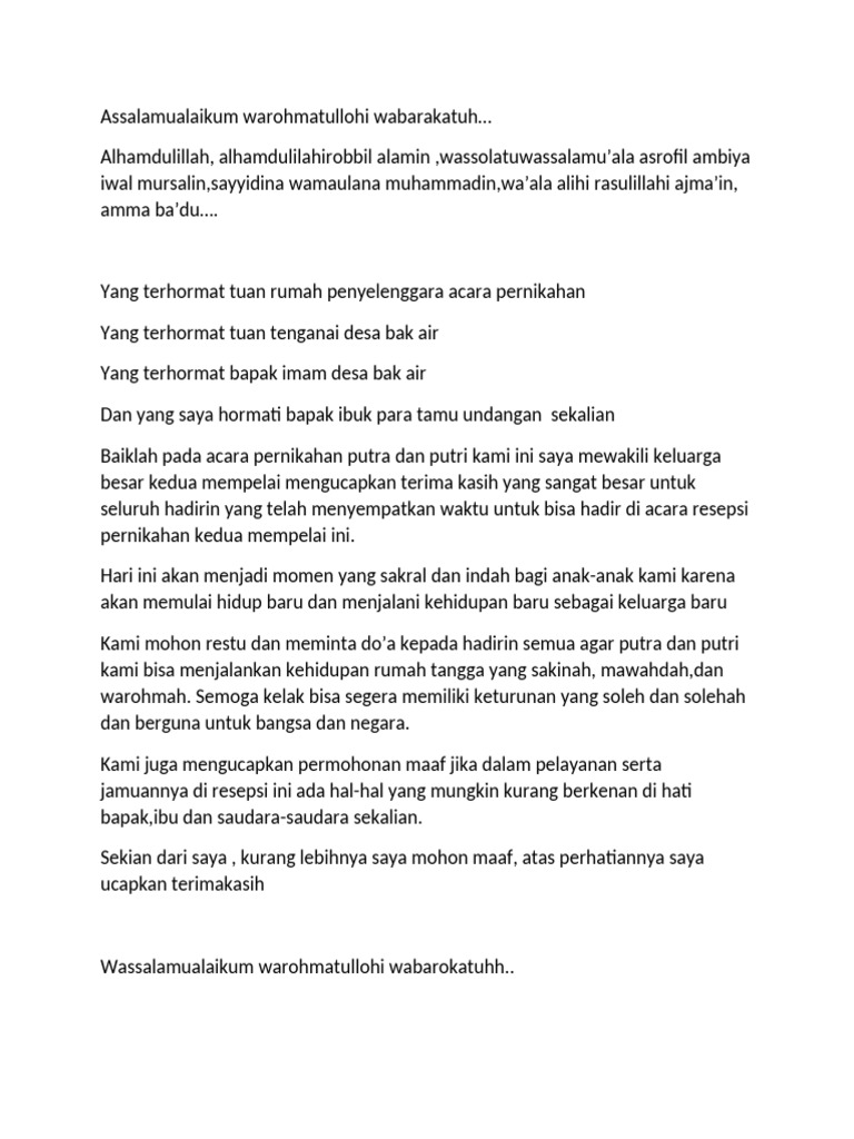 Assalamualaikum Warohmatullohi Wabarakatuh | PDF