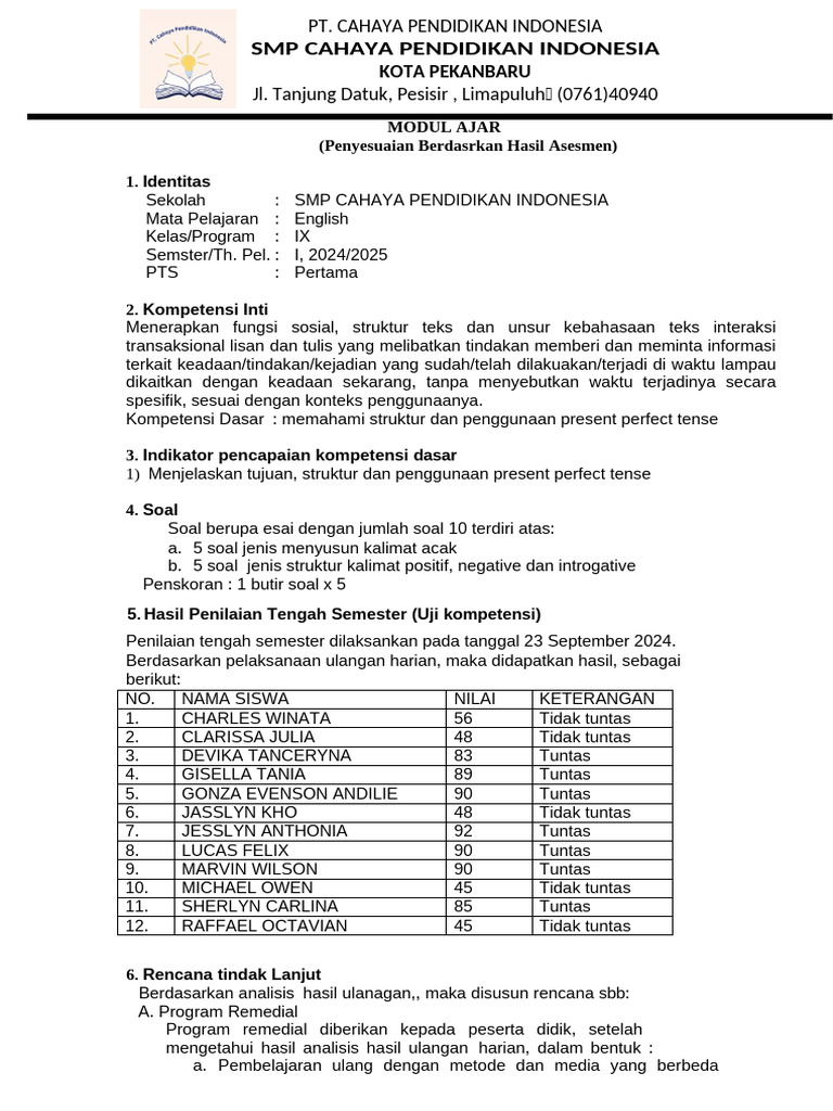 Modul Ajar Penyesuaian | PDF