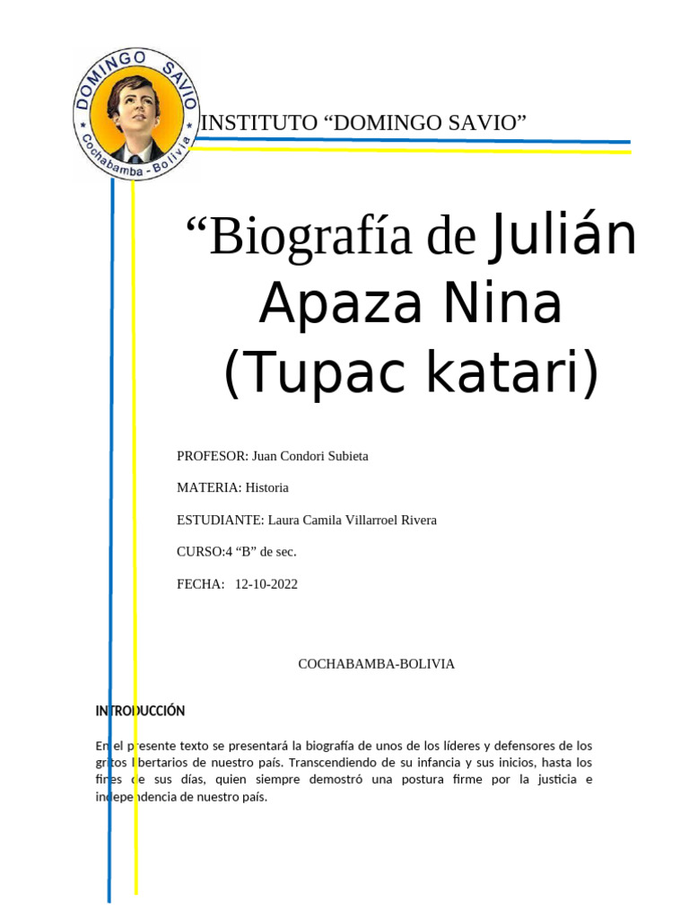 Investigacion TUPAC KATARI | PDF