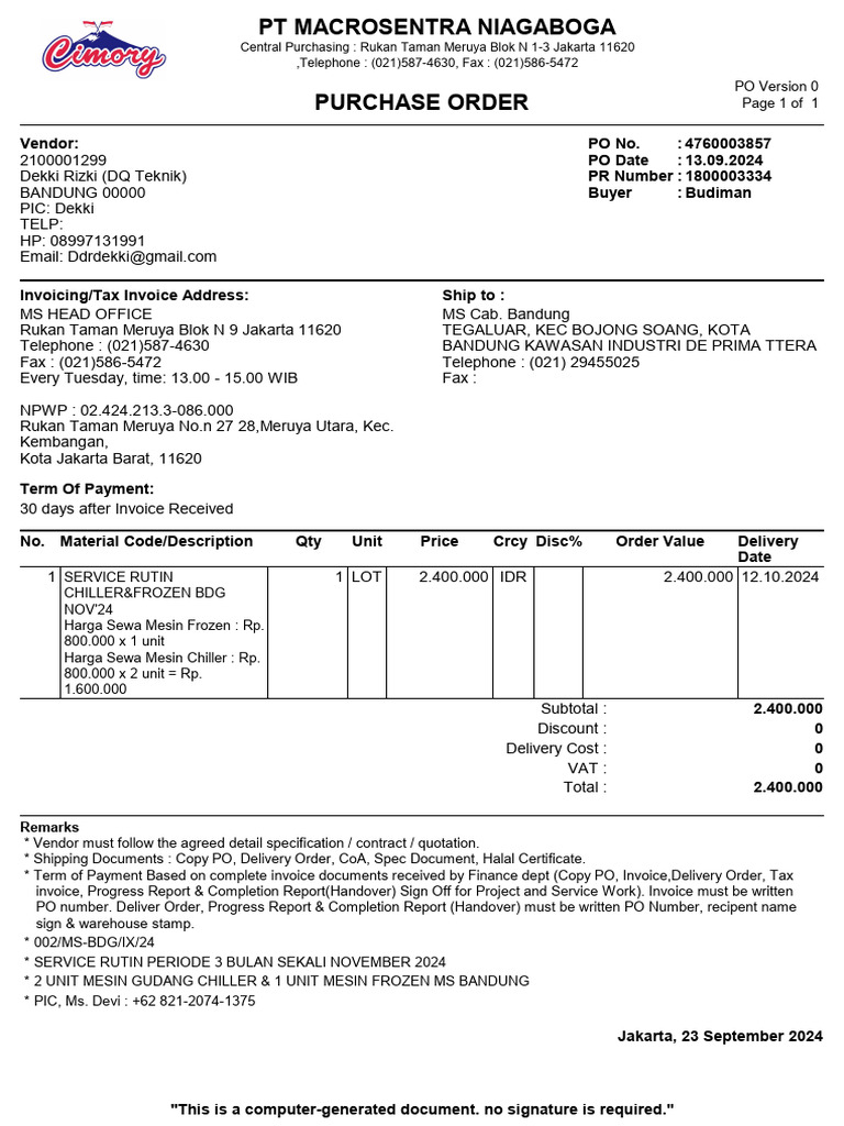 Dekki Rizki MS BDG | PDF | Invoice | Business