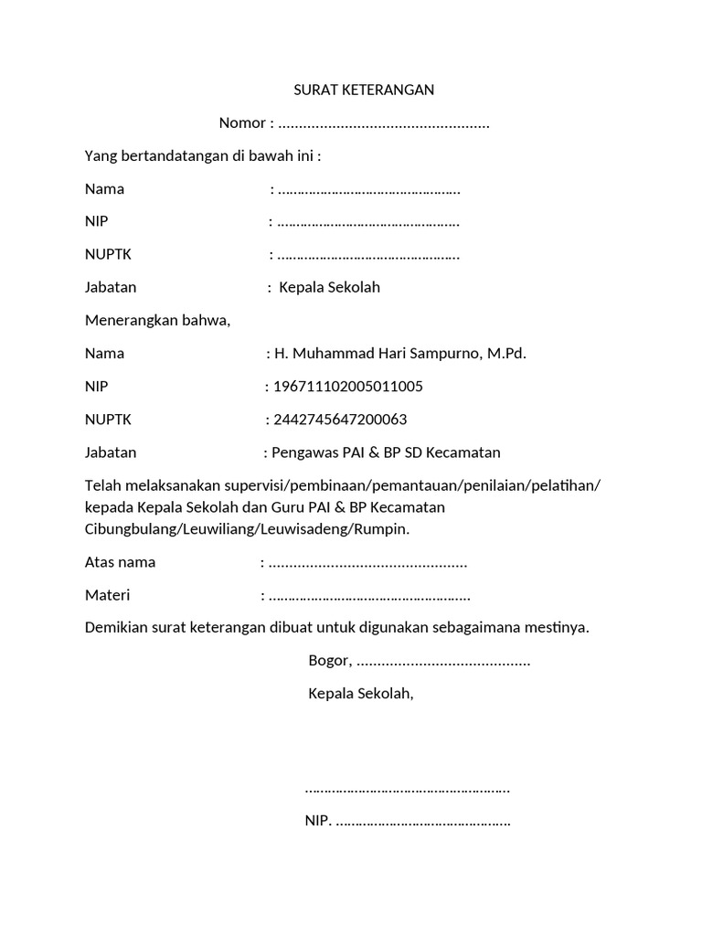 SURAT KETERANGAN KUNJUNGAN Aja | PDF | Olahraga & Rekreasi