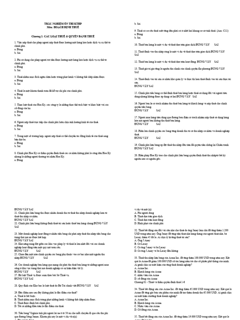 HĐT - Test Bank | PDF